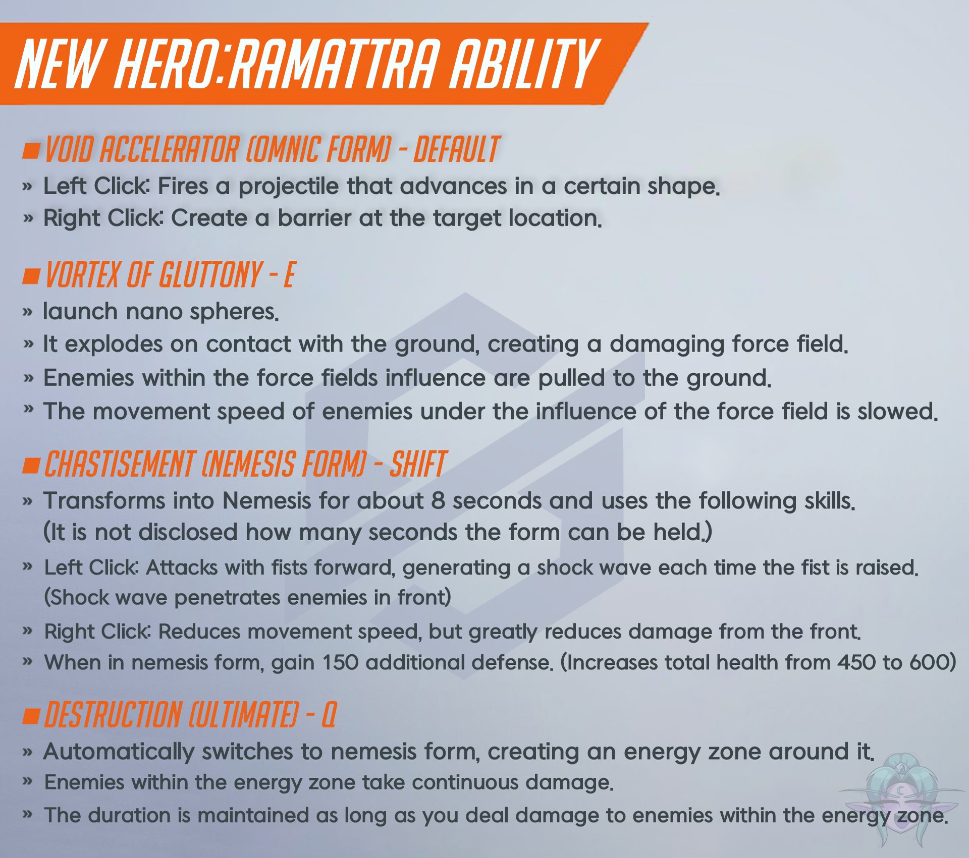 Ramattra in Overwatch 2 - skills. A detailed description shows what the ...